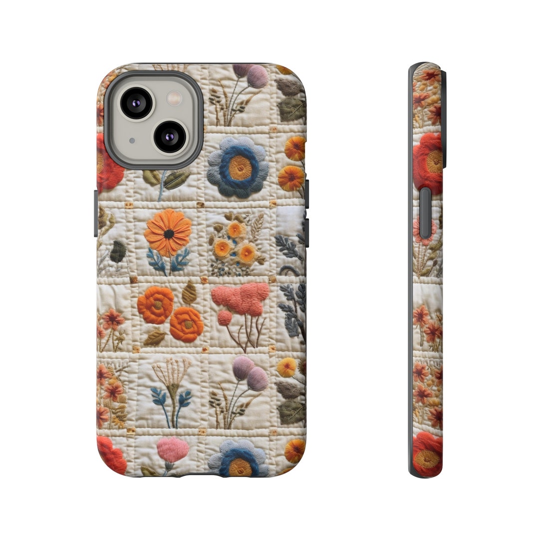 Heirloom Floral Embroidery Patchwork Quilt Look Phone Case ...