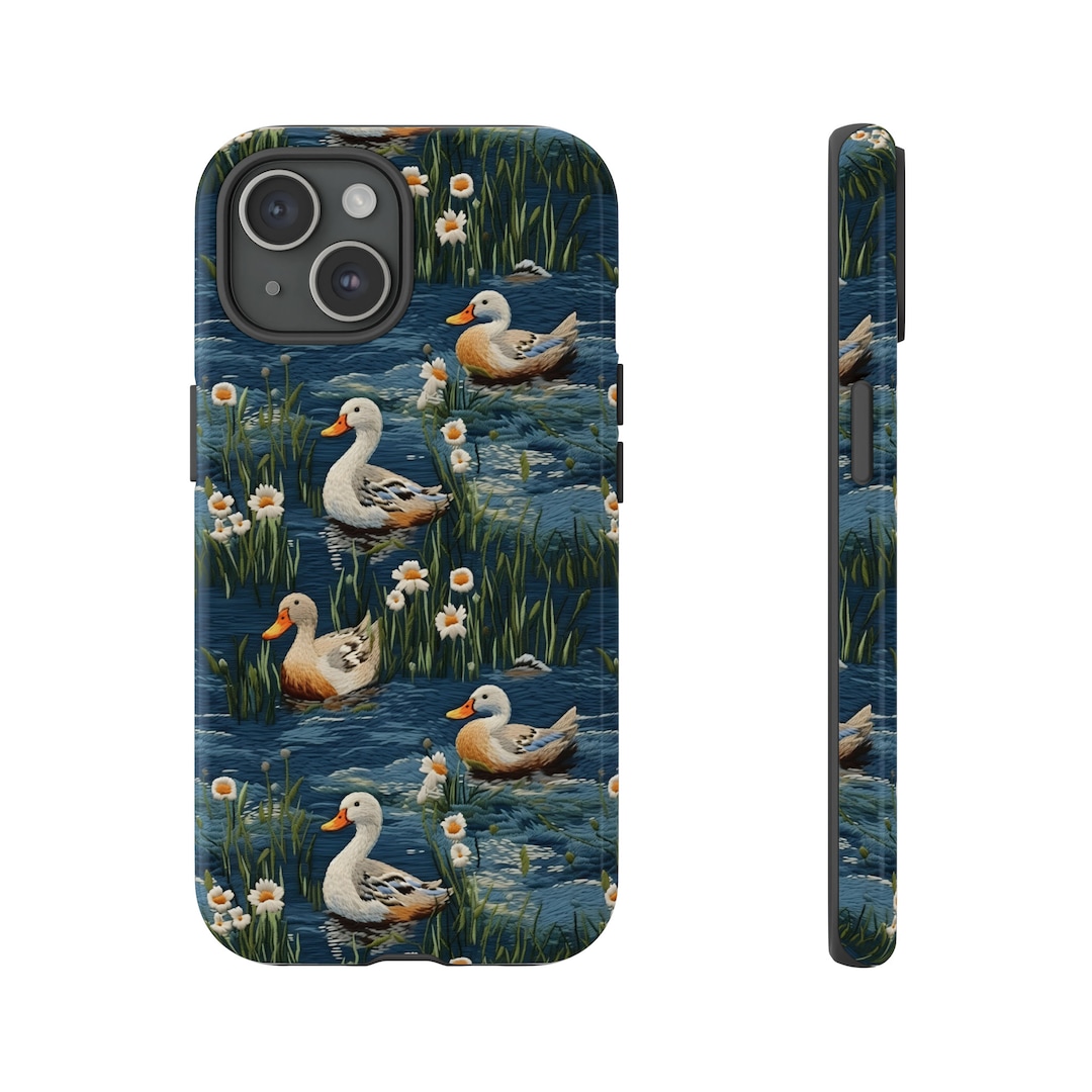 Spring Ducks Faux Embroidery Phone Case Lovely Pond Mallards and ...