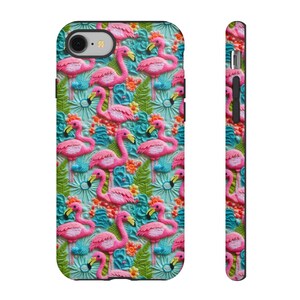 Pretty Pink Flamingos Faux Embroidery Phone Color Delicate Pastel Cover ...