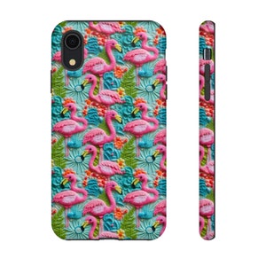 Pretty Pink Flamingos Faux Embroidery Phone Color Delicate Pastel Cover ...
