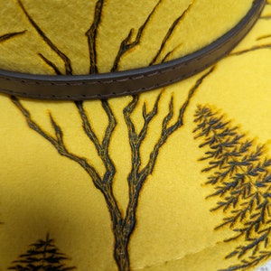 Moon Fedora, Wood Burned Hats, Pine Tree Hat, Boho Hat, Small Brim Hat ...