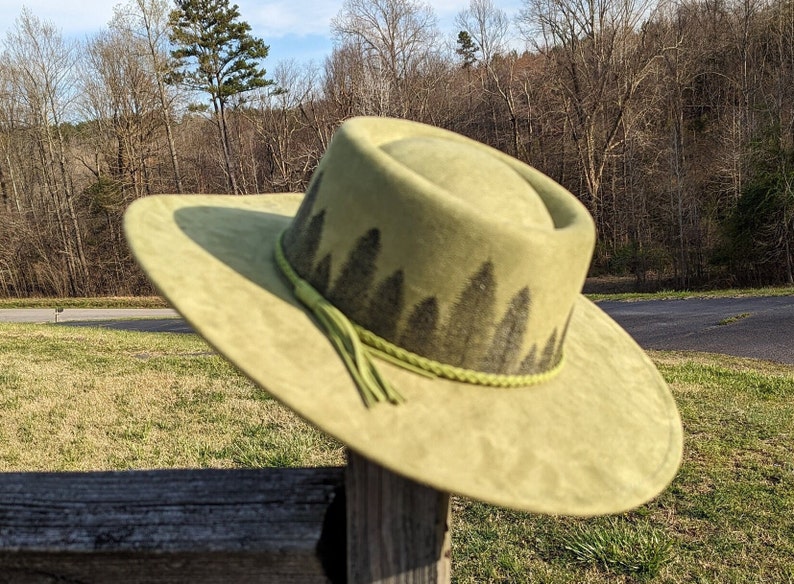 Pine Tree Hat, Wide Brim Boater Hat, Wood Burned Hat, Forest Gifts ...