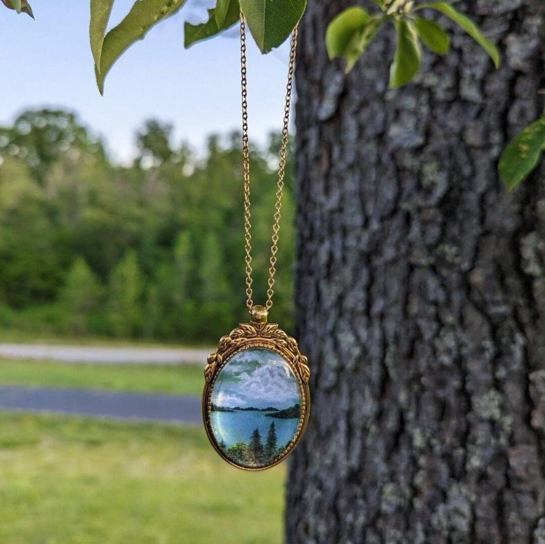 Landscape Necklace, Mountain Jewelry, Lake Jewelry, Forestcore ...