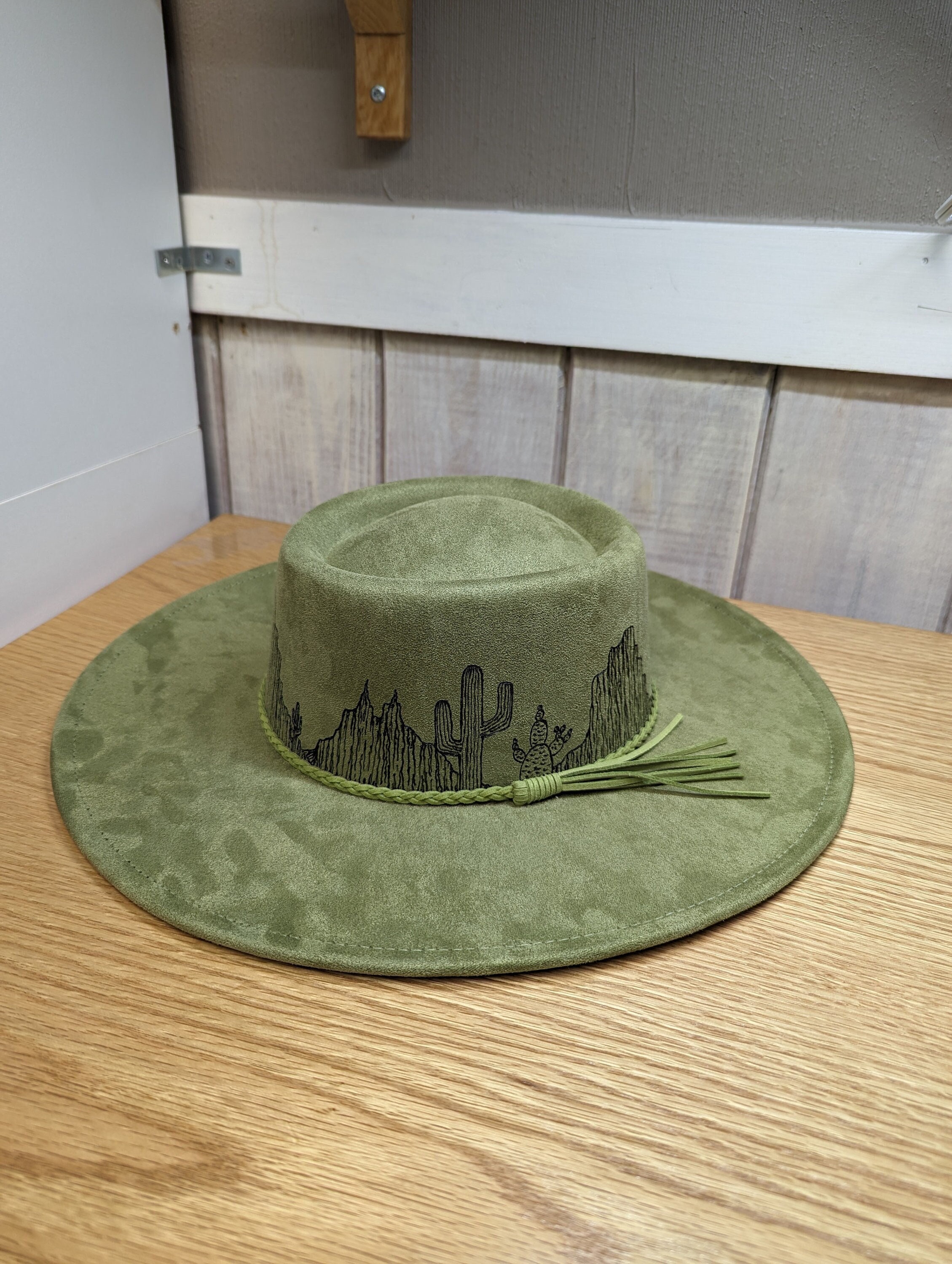 Desert Hat, Hand Burned Cowgirl Hat, Wide Brim Boater Hat, Western ...