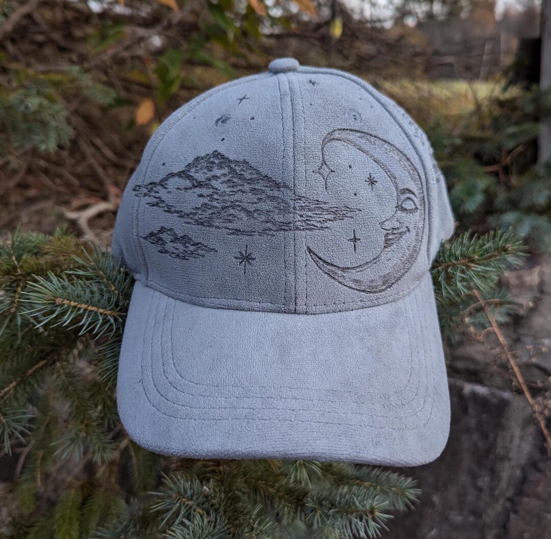 Crescent Moon Hat, Burned Baseball Hat, Witch Ball Cap, Whimsigoth ...