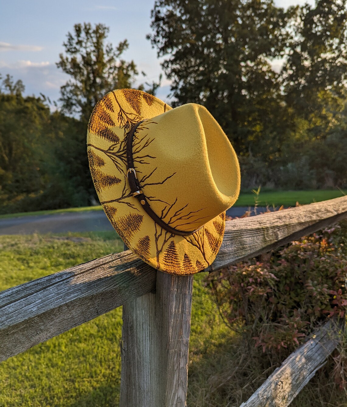 Moon Fedora Wood Burned Hats Pine Tree Hat Boho Hat Small - Etsy