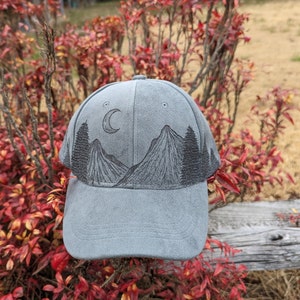 Mountain Baseball Hat, Burnt Ball Caps, Crescent Moon Hat, Goth ...