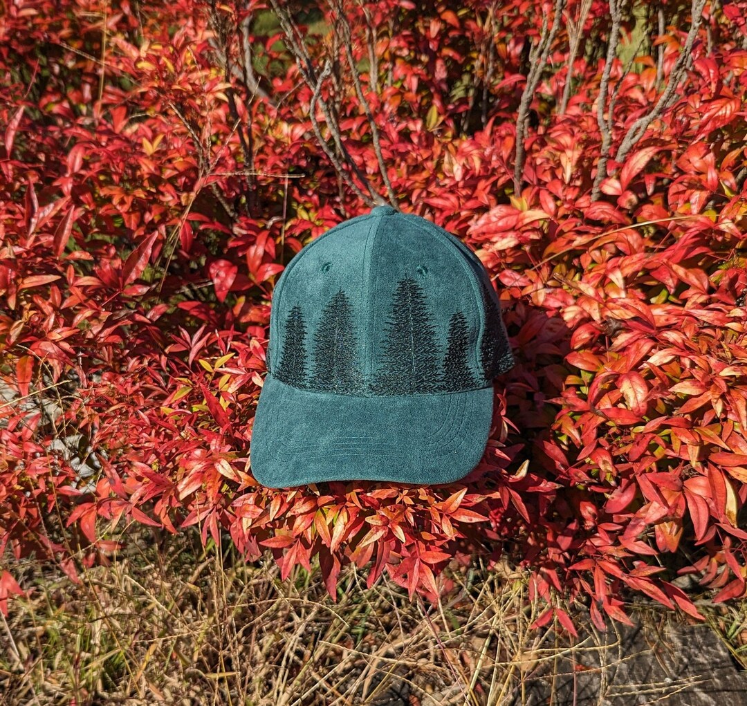 Forest Ball Cap, Burnt Baseball Hat, Tree Accessory, Pine Tree Hat ...