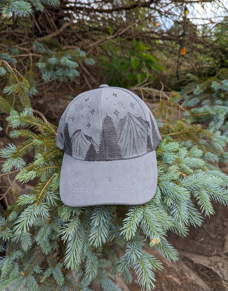 Celestial Hat, Burned Ball Cap, Witchy Baseball Cap, Night Sky ...