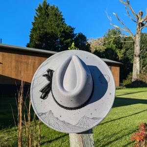 Celestial Hat, Moon Hat, Burned Fedora, Witchy Gifts for Best Friend ...