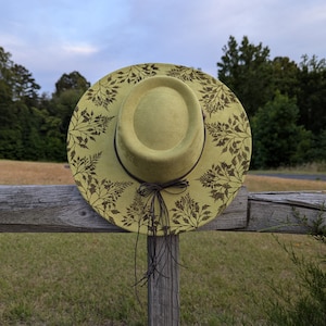 Fern Hat, Wood Burned Hat, Wide Brim Boater Hat, Forest Witch Hat ...