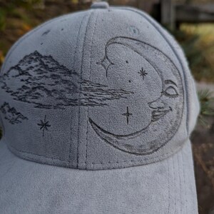 Crescent Moon Hat, Burned Baseball Hat, Witch Ball Cap, Whimsigoth ...