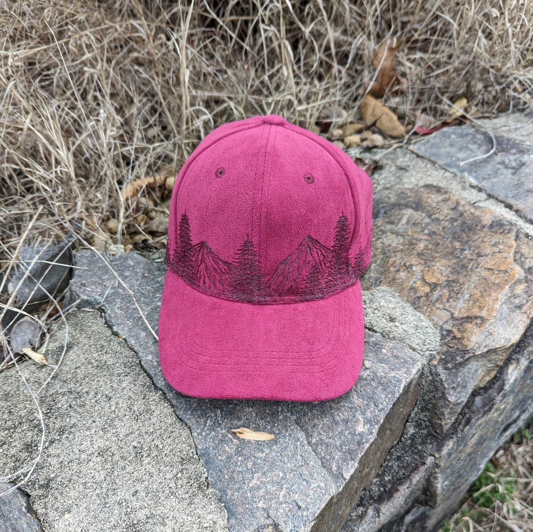 Burned Ball Cap, Mountain Baseball Hat, Pine Tree Hat, Nature Baseball ...