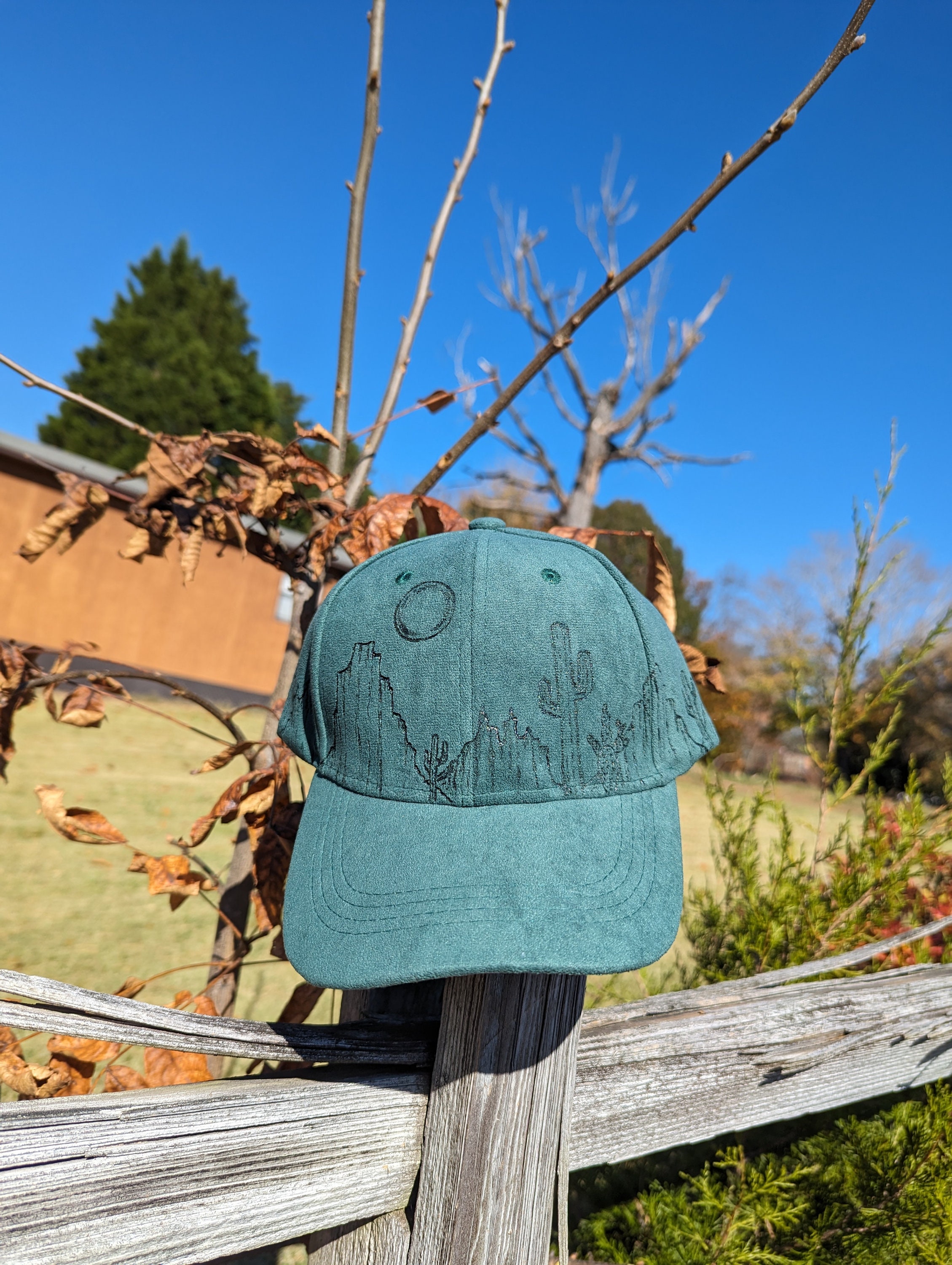 Desert Hat, Burned Baseball Hat, Cactus Baseball Hat, Distressed ...