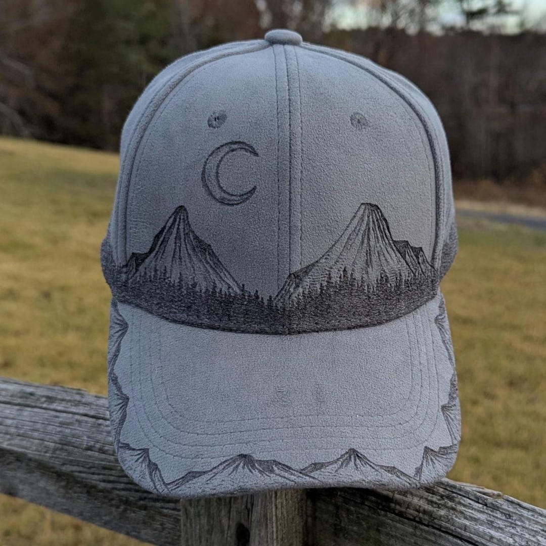Moon Baseball Hat, Burned Ball Cap, Mountain Accessories, Nature ...