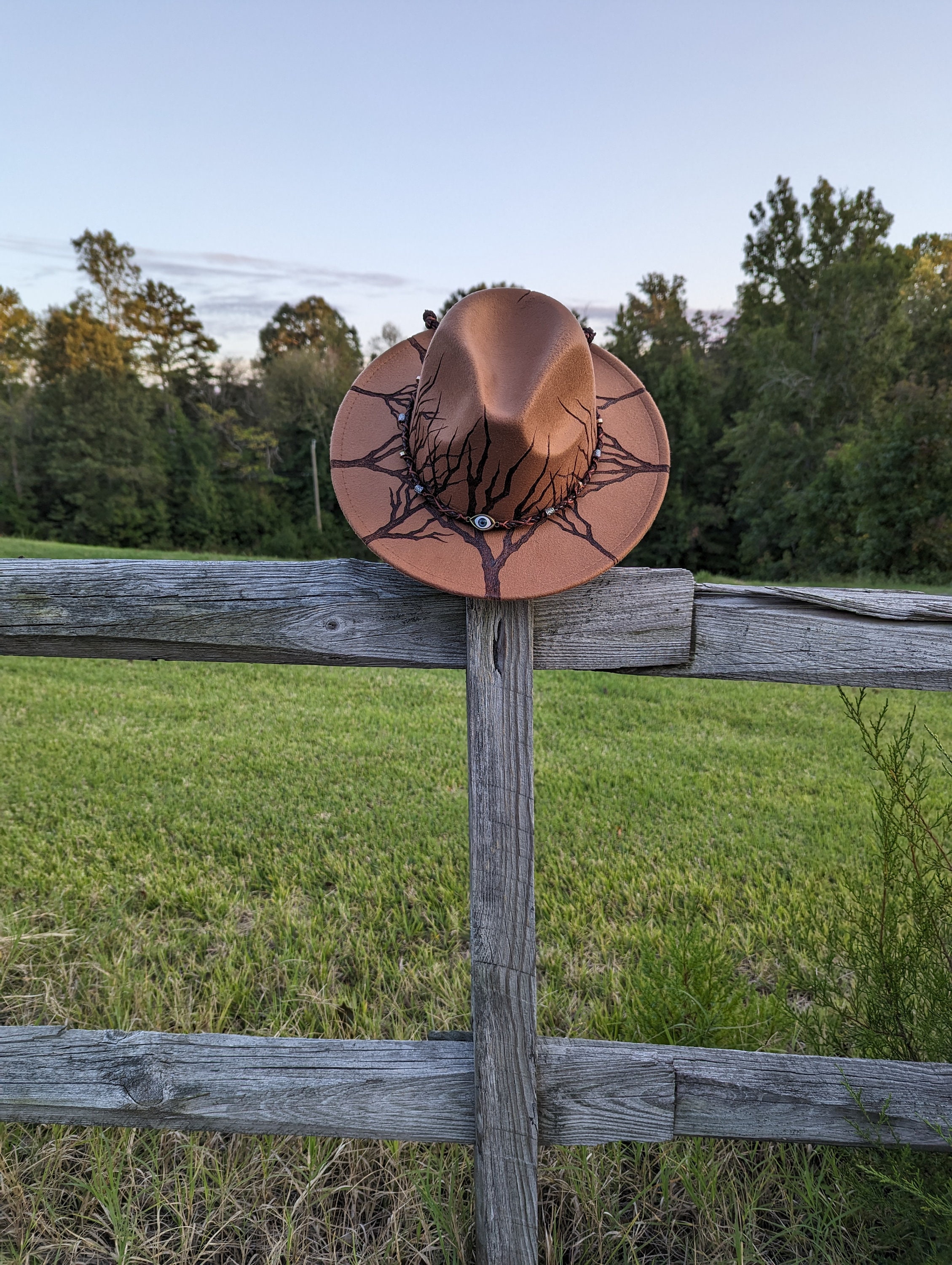 Evil Eye Hat Hand Burned Hat Forest Hat Tree Hat Small - Etsy