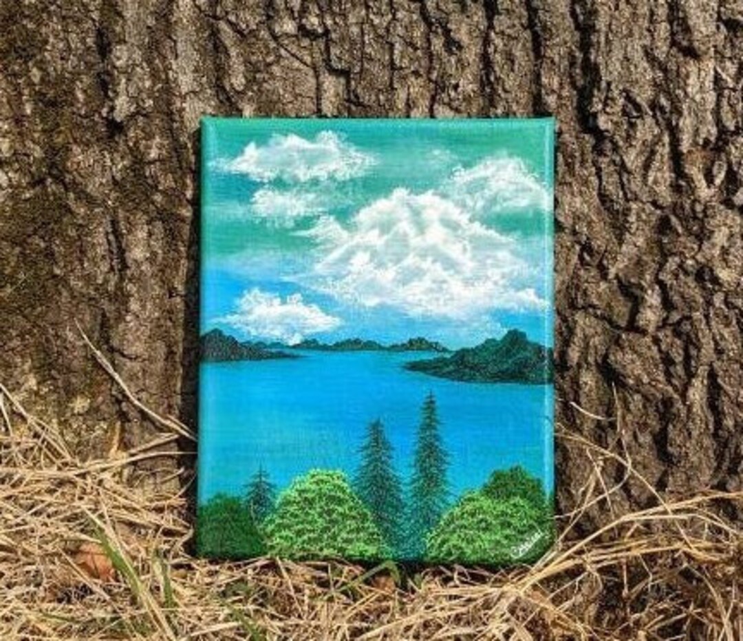 Original 8x10, Acrylic Landscape Painting, Small Canvas Art, Mountain ...