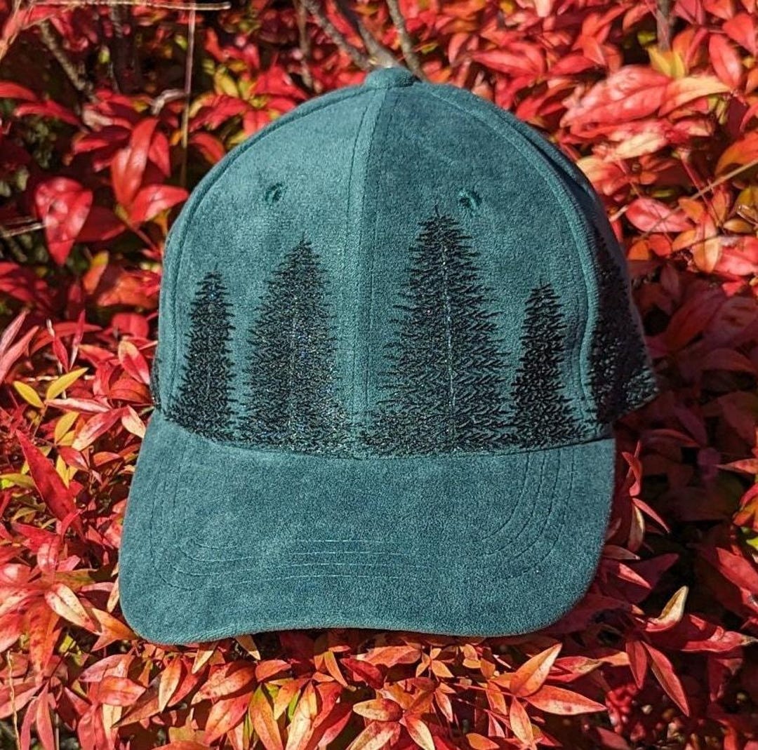 Forest Ball Cap, Burnt Baseball Hat, Tree Accessory, Pine Tree Hat ...