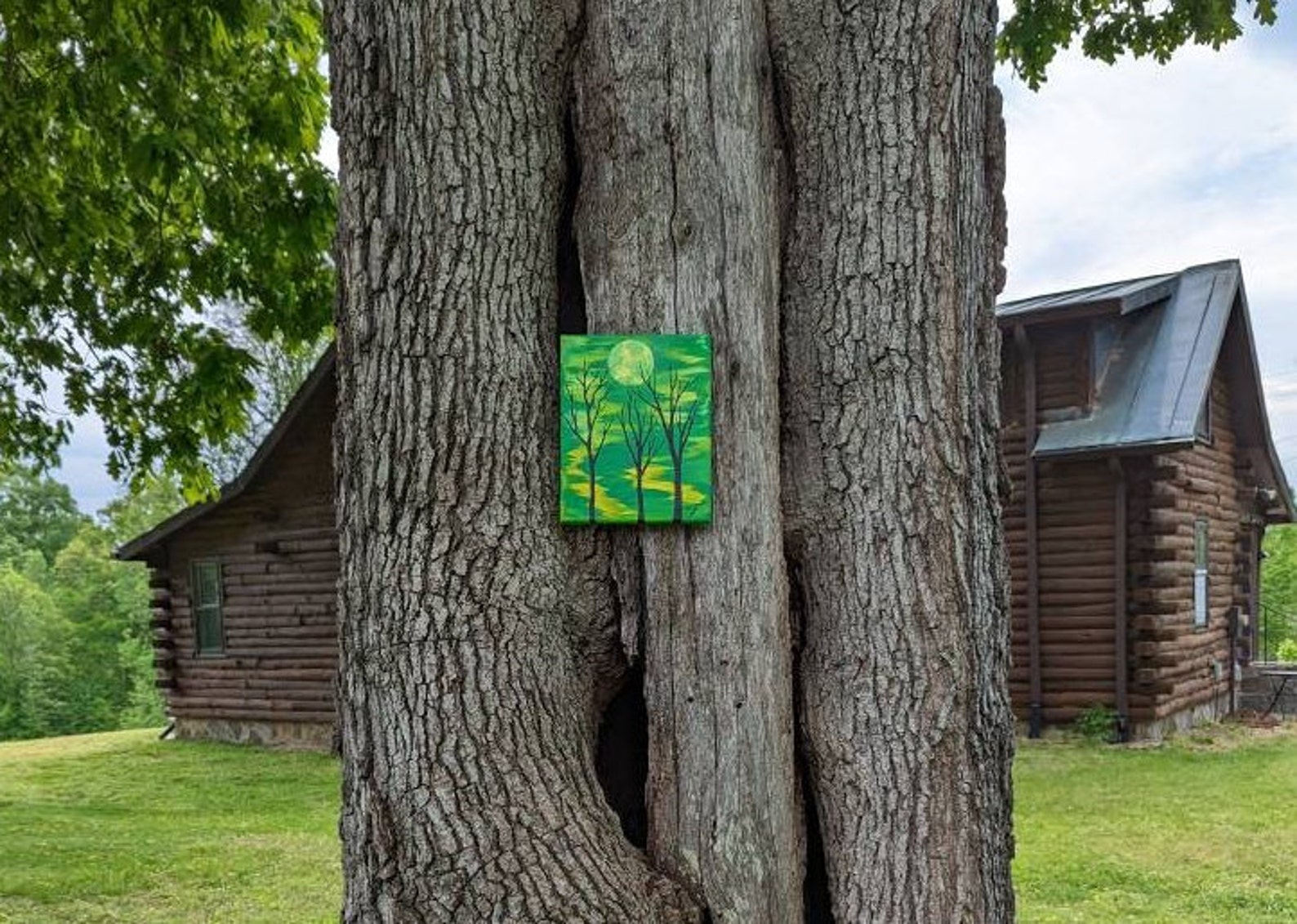 8x10 Nature Modern Art, Psychedelic Art, Green Tree Silhouette ...