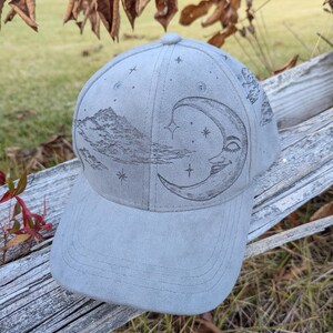 Crescent Moon Hat, Burned Baseball Hat, Witch Ball Cap, Whimsigoth ...