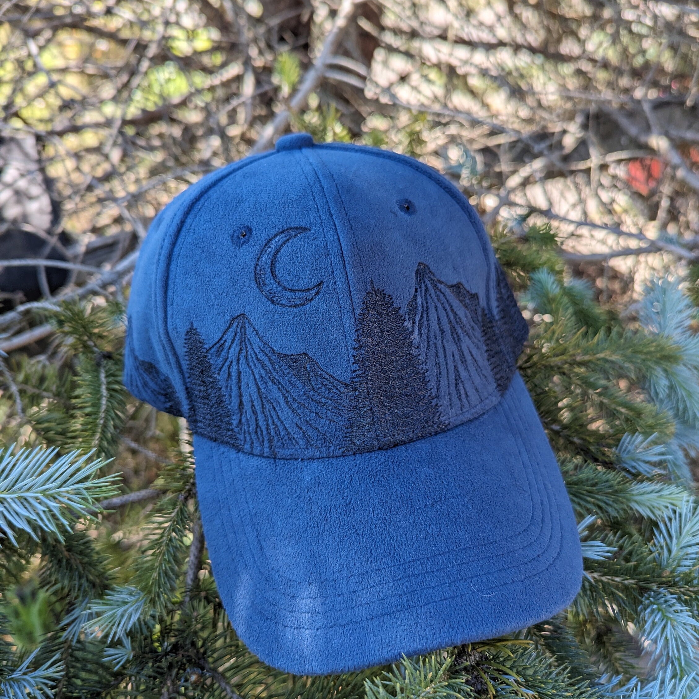 Witchy Baseball Cap, Goth Baseball Hat, Burned Ball Cap, Night Sky ...