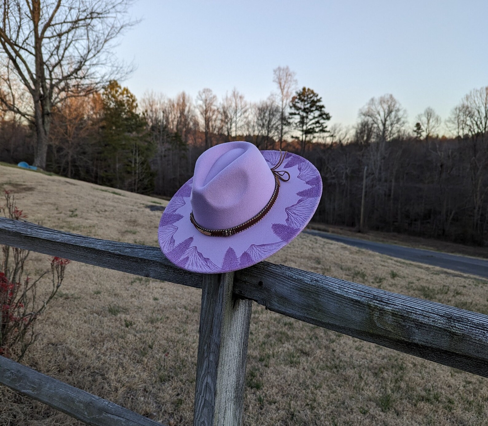 Mountain Hat, Hand Burned Hat, Wide Brim Fedora, Boho Hat, Western Gift ...