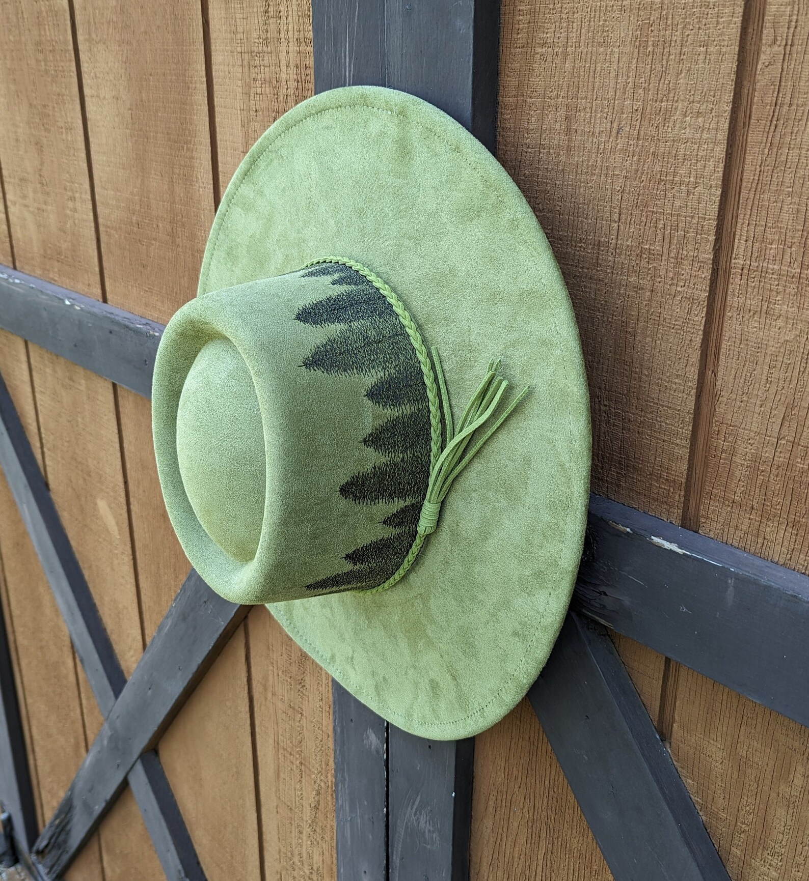 Pine Tree Hat, Wide Brim Boater Hat, Wood Burned Hat, Forest Gifts ...