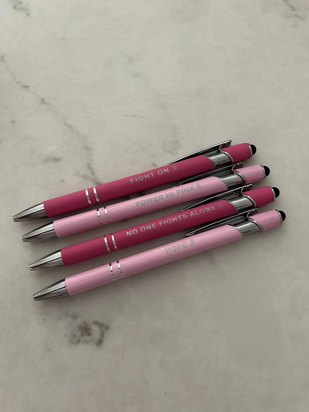 Engraved Breast Cancer Awareness Pen Set of 4 – Encouraging Words ...