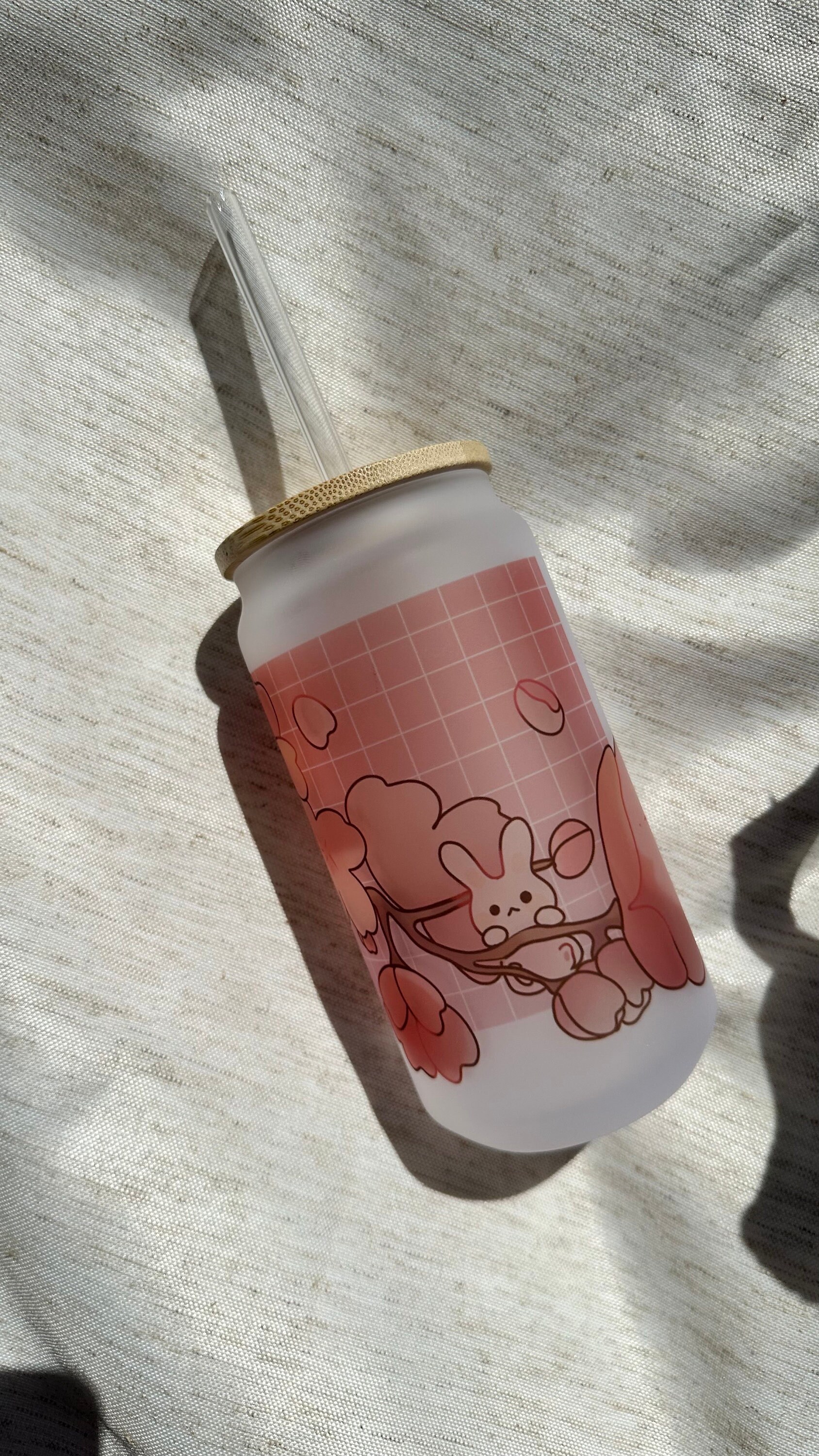 18 Oz/cute Bunny Glass Can/kawaii - Etsy