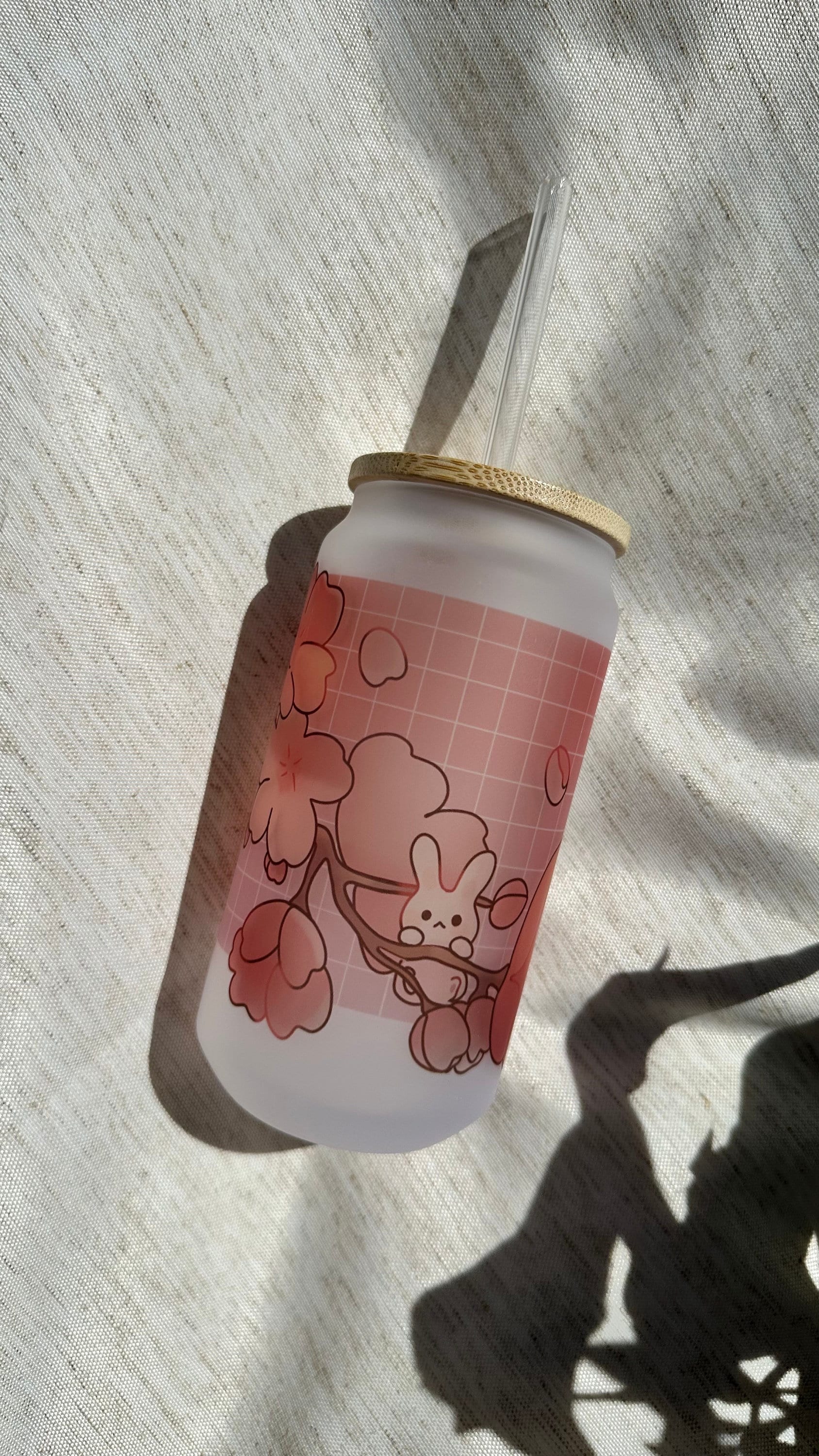 18 Oz/cute Bunny Glass Can/kawaii - Etsy