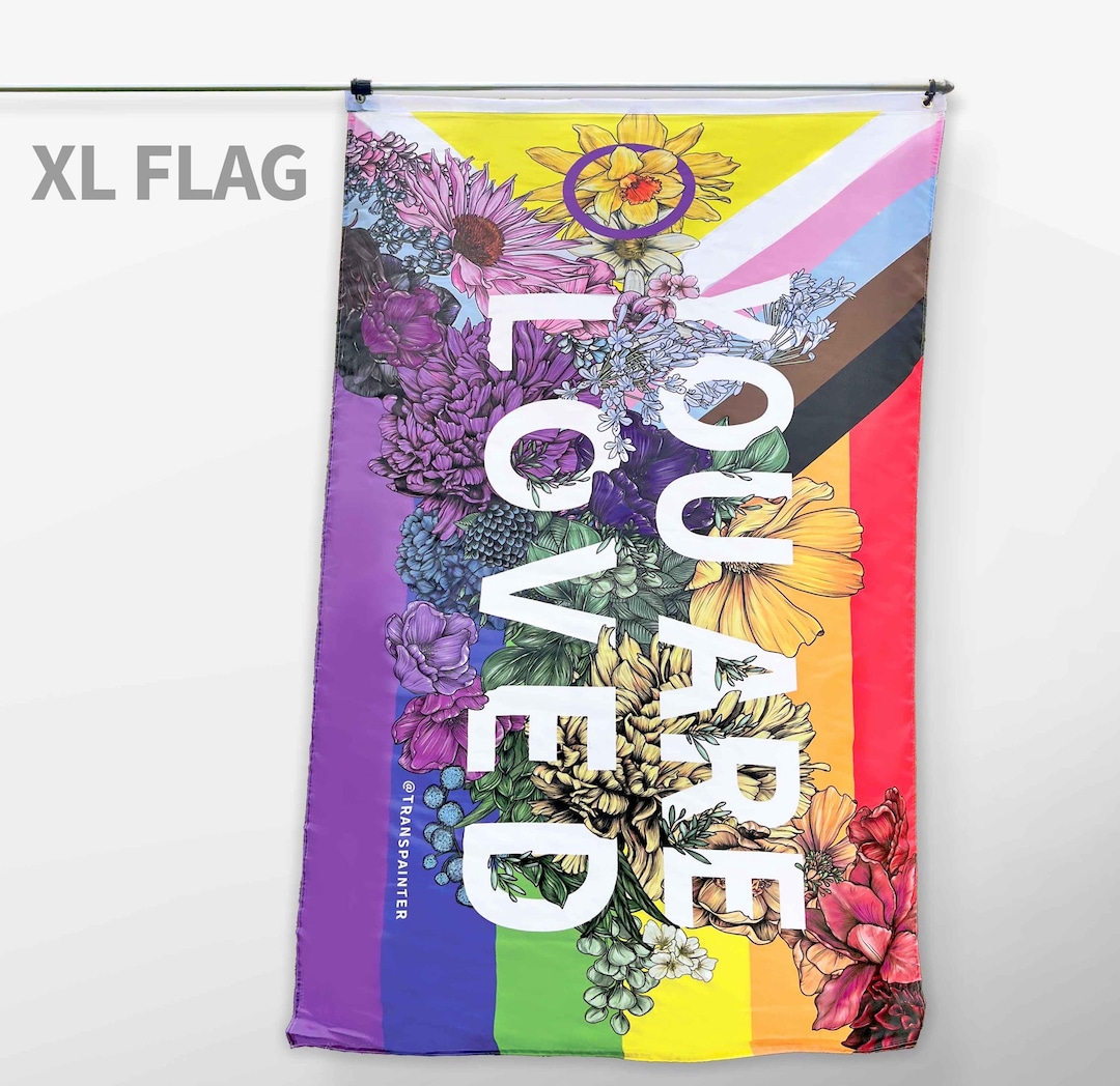 You Are Loved XL Pride Flag: Floral LGBTQ Rainbow Banner - Etsy