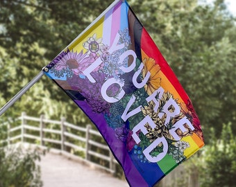Large Rainbow Nylon Flags on a Stick, Nylon Rainbow Flags for PRIDE ...