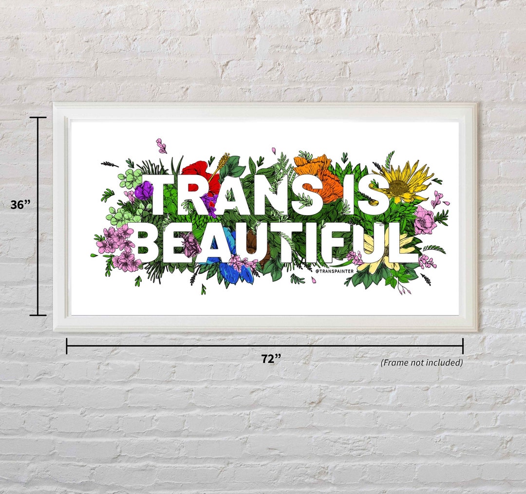 Trans is Beautiful Banner LGBTQ Pride Banner Coloring Banner Floral ...