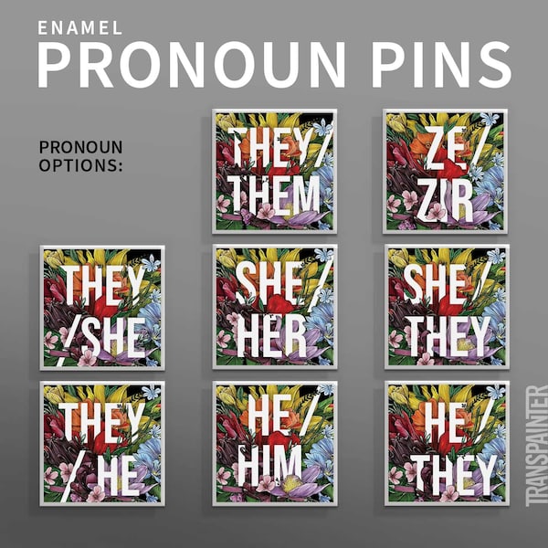 Pronoun Pins - Etsy
