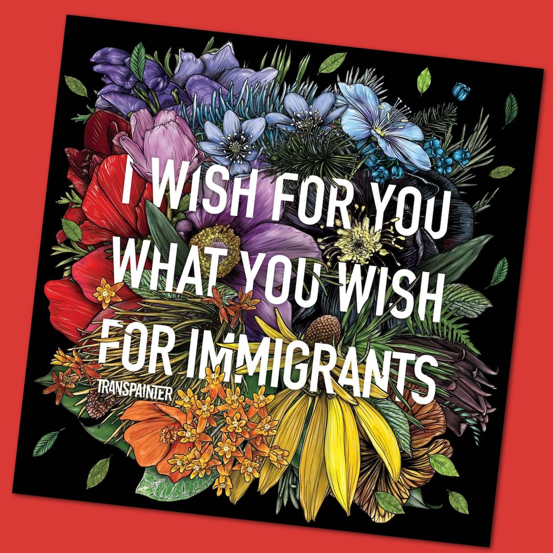 Immigrant Rights Sticker: Rainbow Floral Design | Immigration Reform ...
