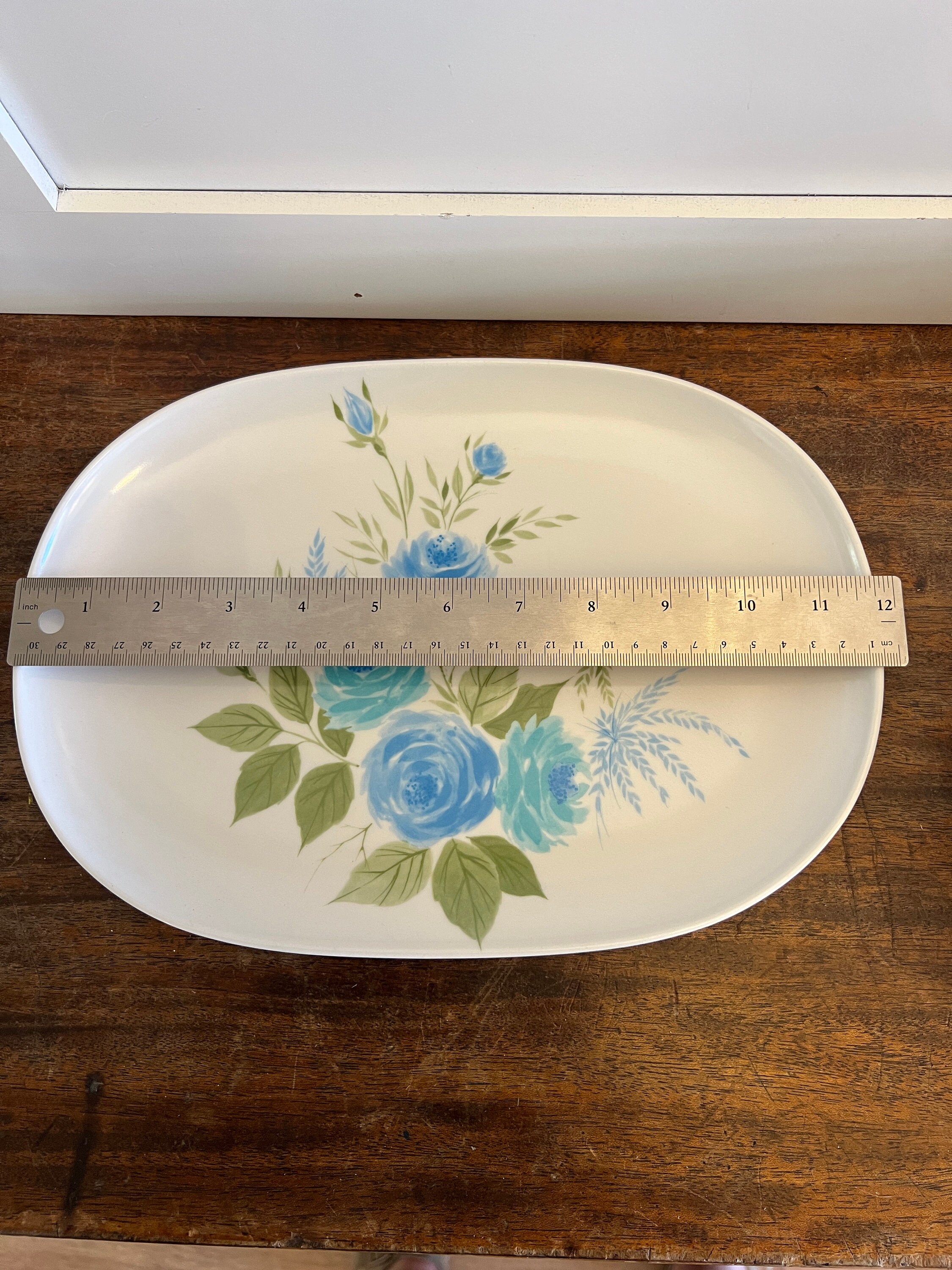 33pc Vintage TEXAS-WARE Melamine Dinnerware Blue Flowers Blue Floral ...