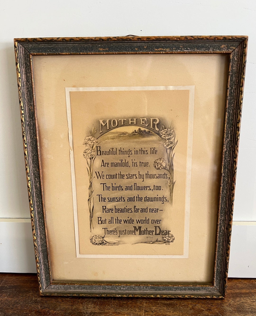 Rare 20s MOTHER POEM Framed by M. Carr No 93 John Drescher Co - Etsy