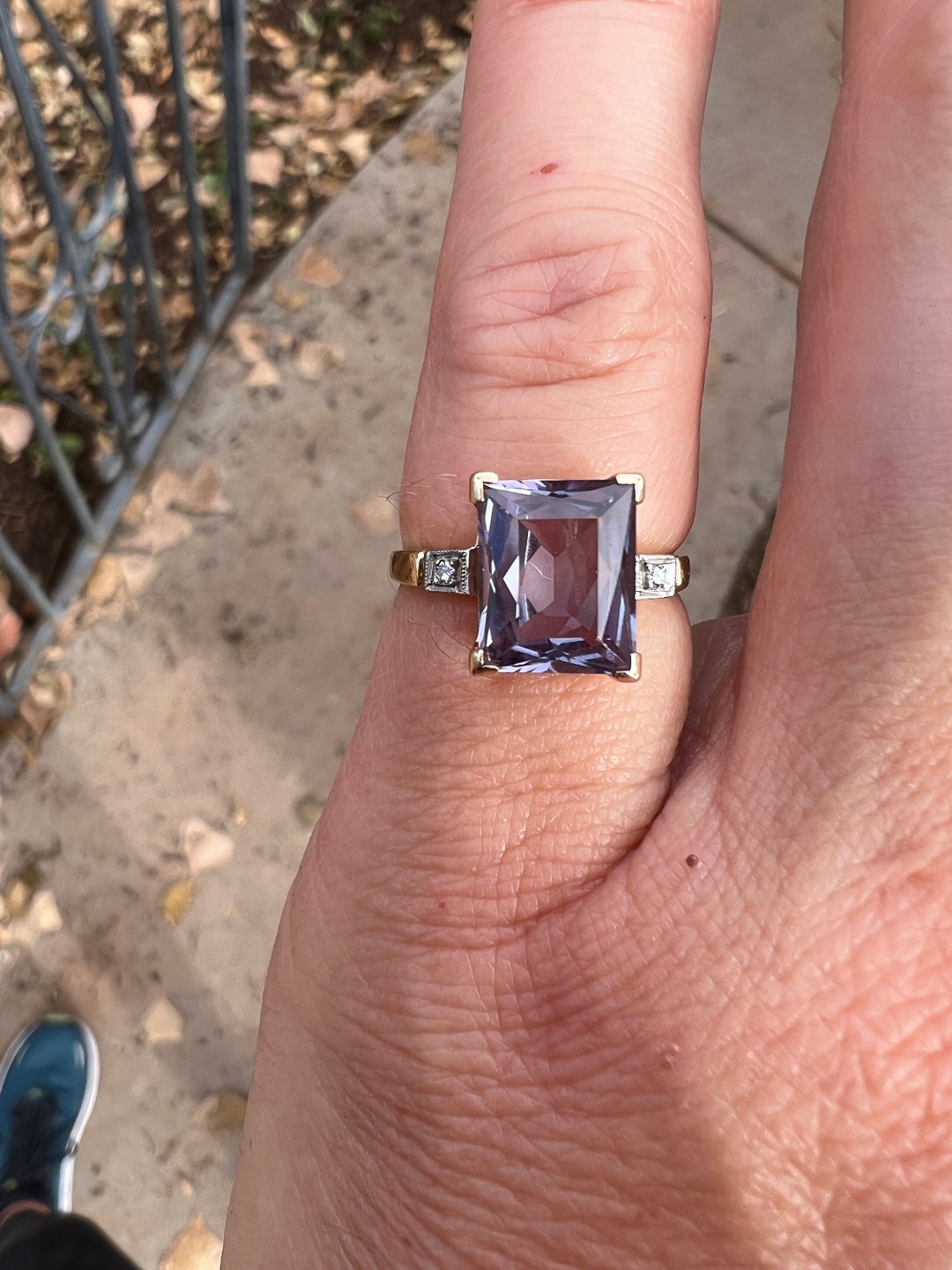 Art Deco Lab Alexandrite Diamond and 14k Gold Ring - Etsy