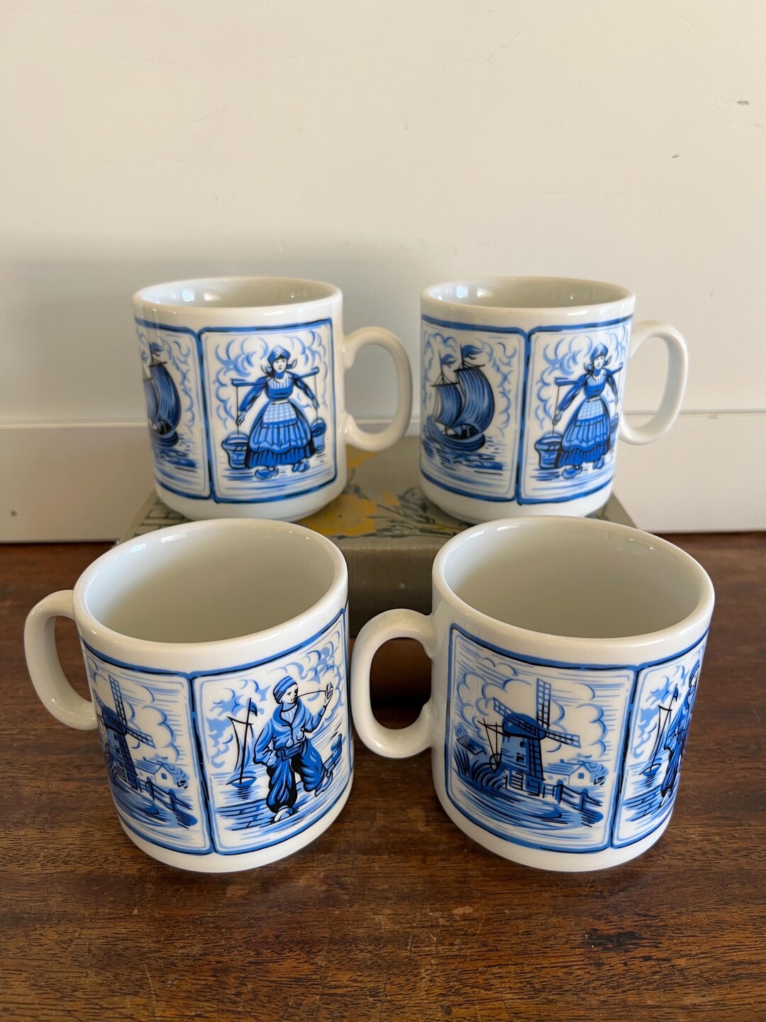 Four Vintage Delft Blue Mugs, Stamped Made in Germany - Etsy