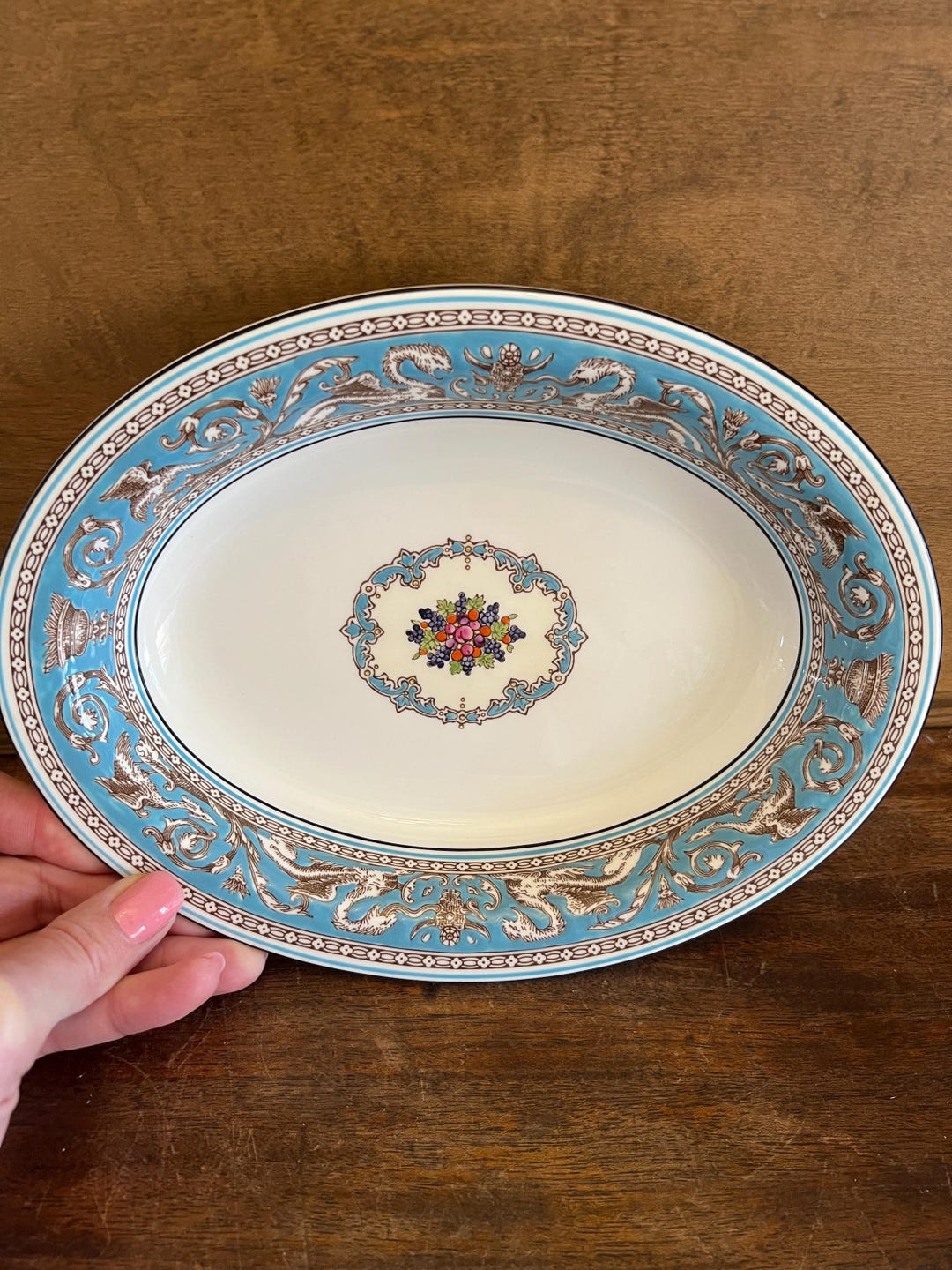 Wedgwood Florentine Turquoise Oval Vegetable Dish: Fine Bone China - Etsy
