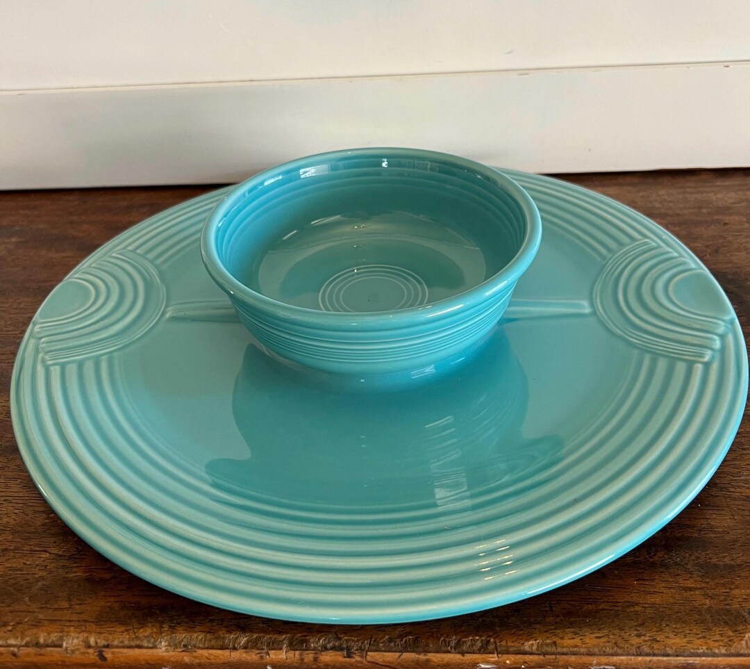Vintage Turquoise Fiestaware Chip and Dip Serving Set - Etsy