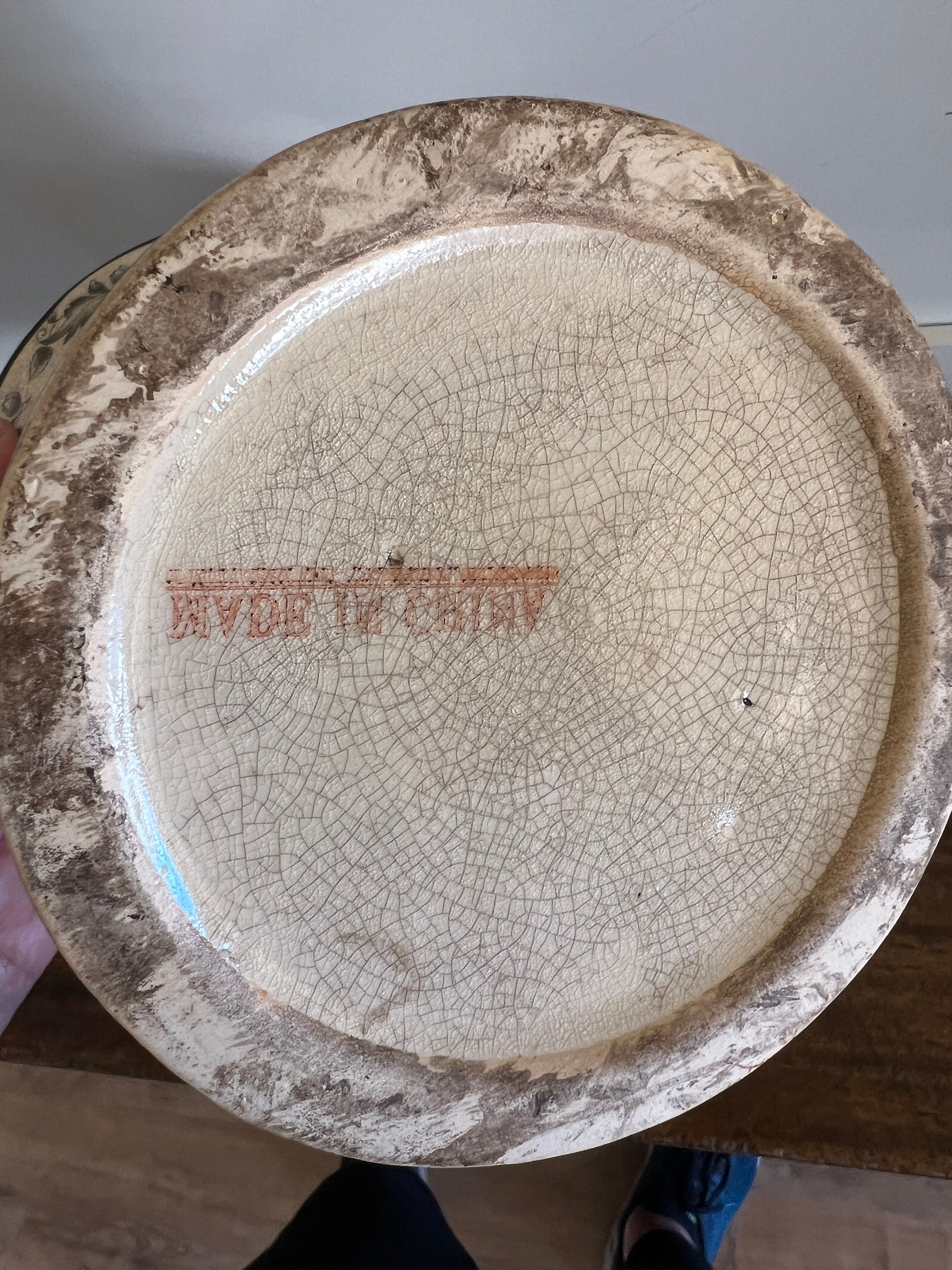 Antique Chinoiserie Floral Urn / Vase, Transferware Stoneware Vase ...