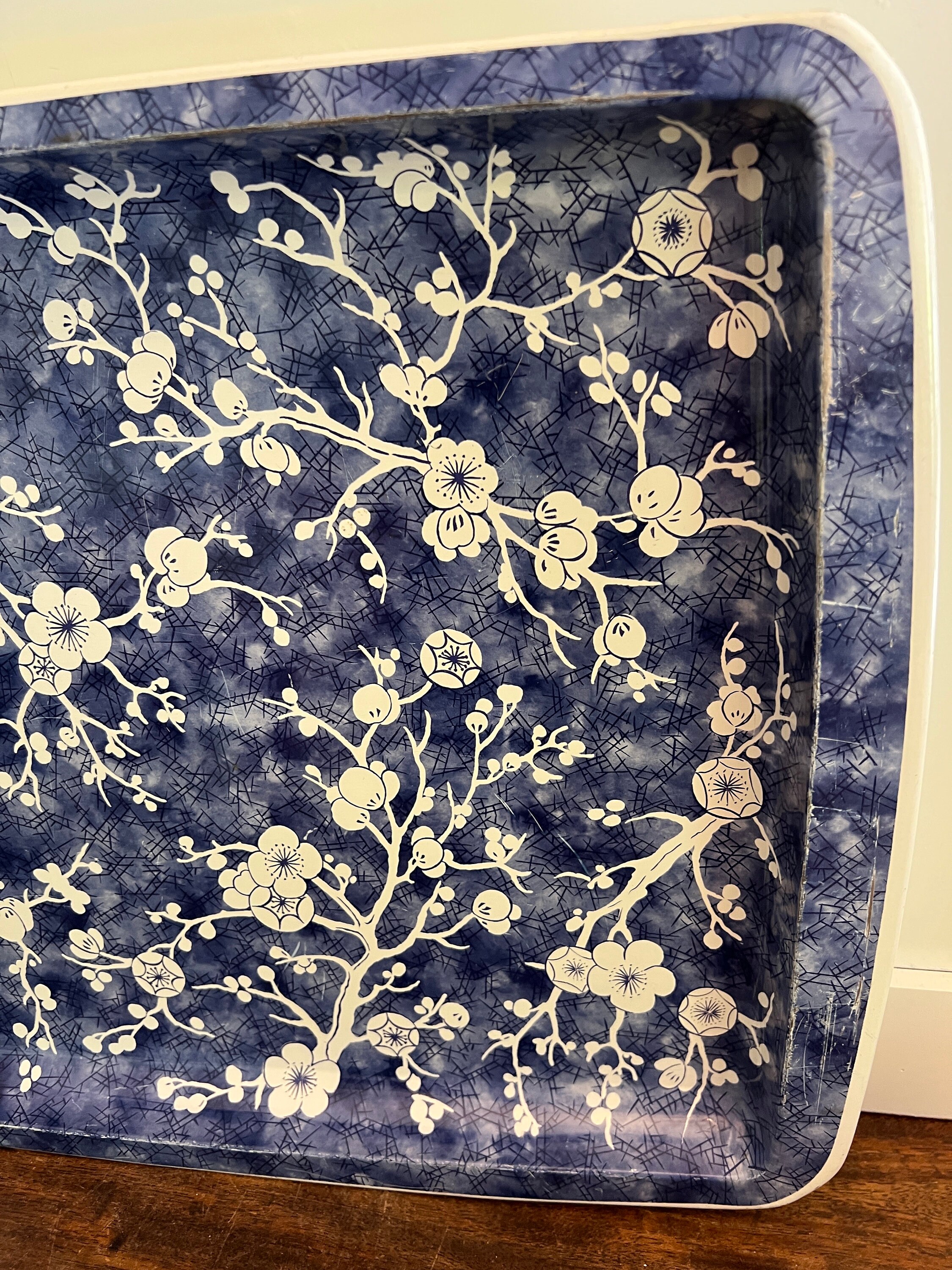 Vintage Daher Blue Cherry Blossom English Tin Tray Cherry Blossom Motif ...
