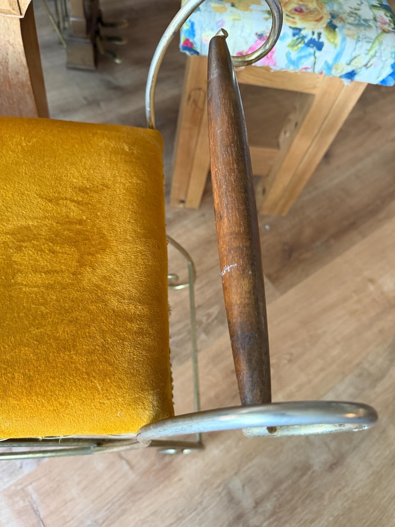 Vintage Hollywood Regency Vanity Stool: Antique Gold Velvet Cushion - Etsy