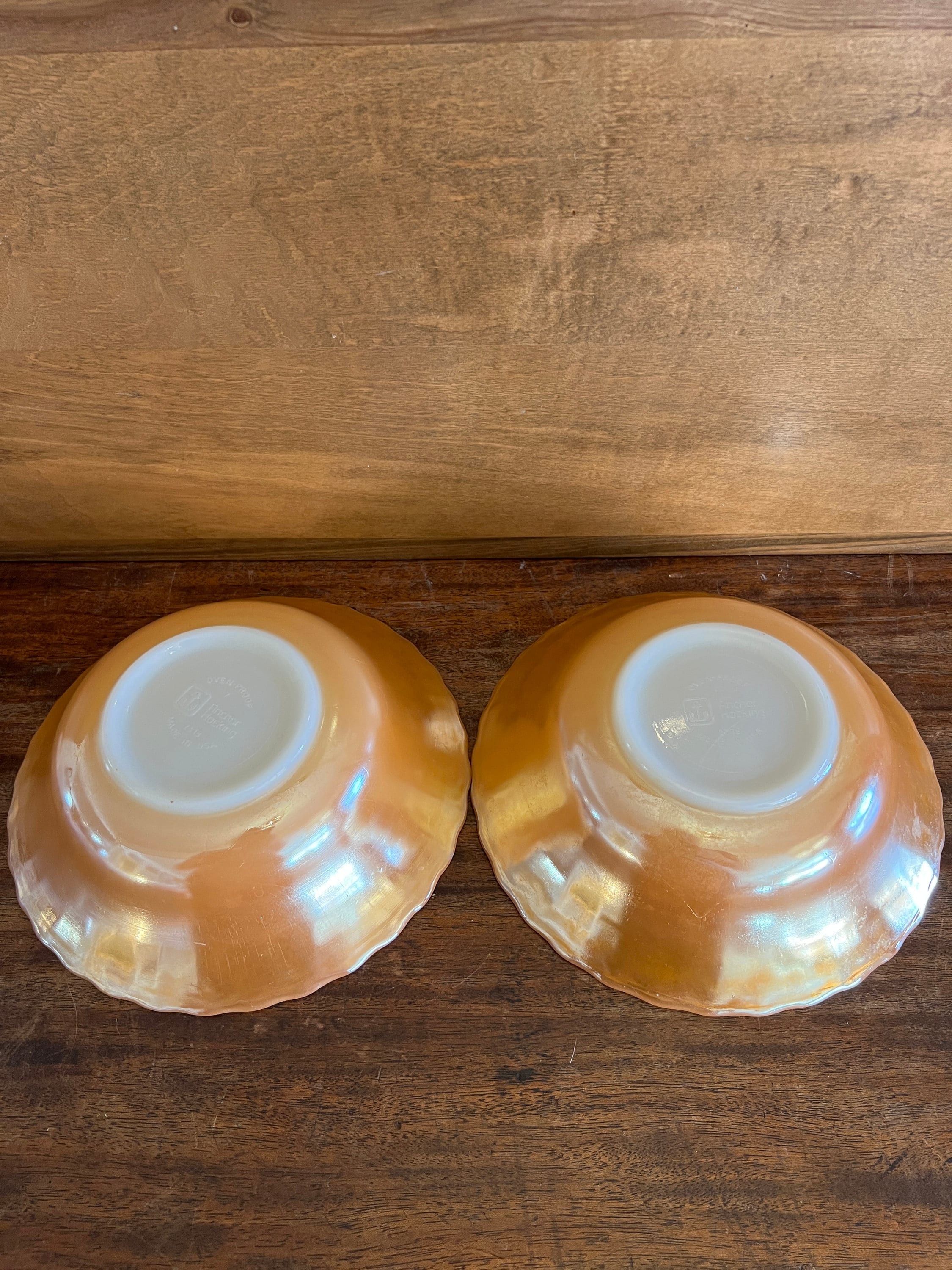 Set of 2 Vintage Mid Century Fire King Peach Lusterware Lustre Serving ...