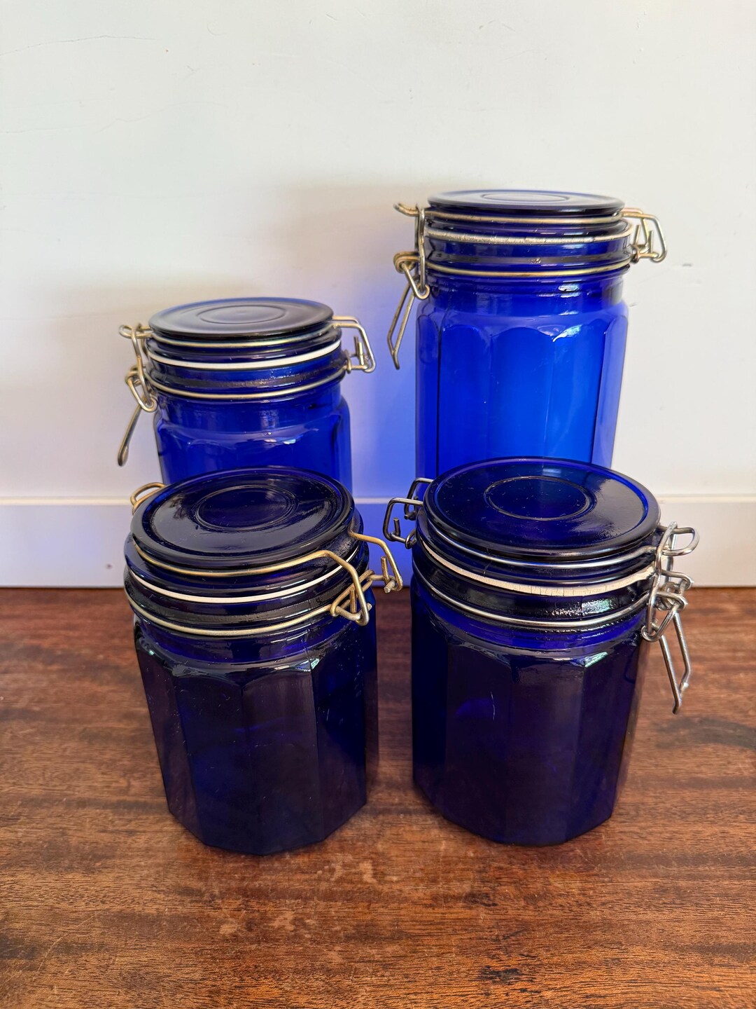 Cobalt Blue Glass Canisters