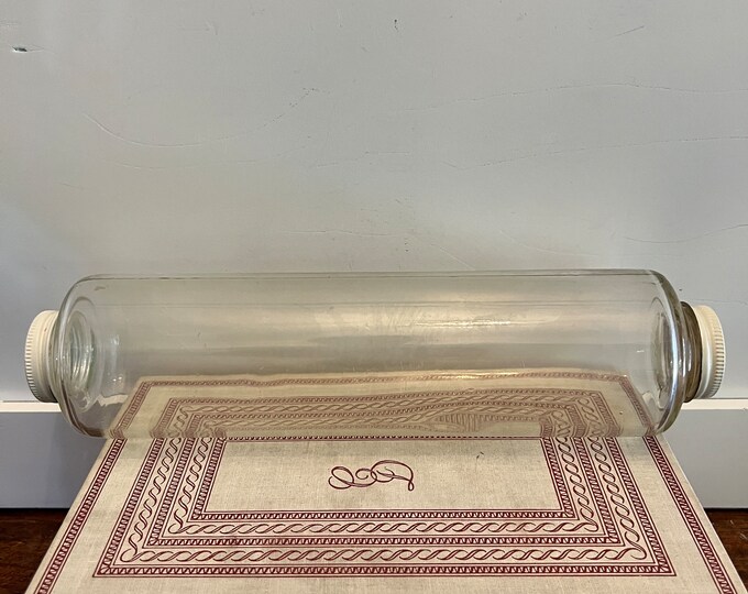 Glass Rolling Pin Antique Fill W Ice/water 10.5”L Screw on Lids Heavy ...