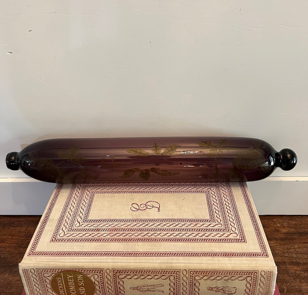 Rare 19th Century Amethyst Blown Glass Rolling Pin: Gilded Decor, 13 ...