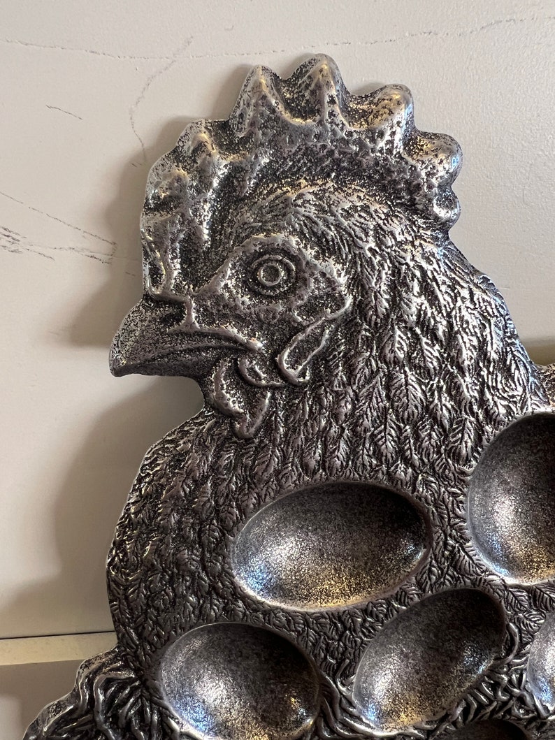Vintage Carson Pewter Country Plate Tray Egg Dish Chicken Rooster Hen ...