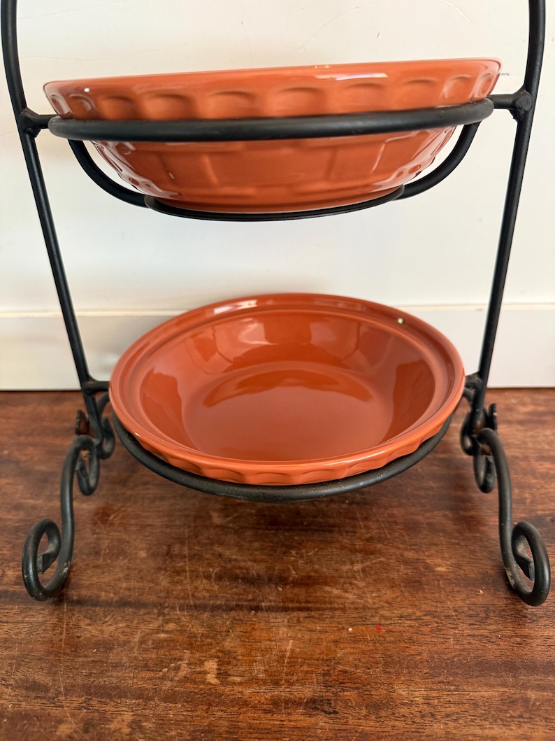Longaberger Pottery Pie Plate Set: Orange Two-tier Farmhouse Decor - Etsy